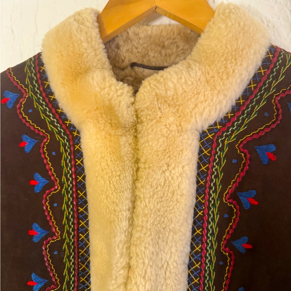Vintage Embroidered Shearling Wool Coat - Gem